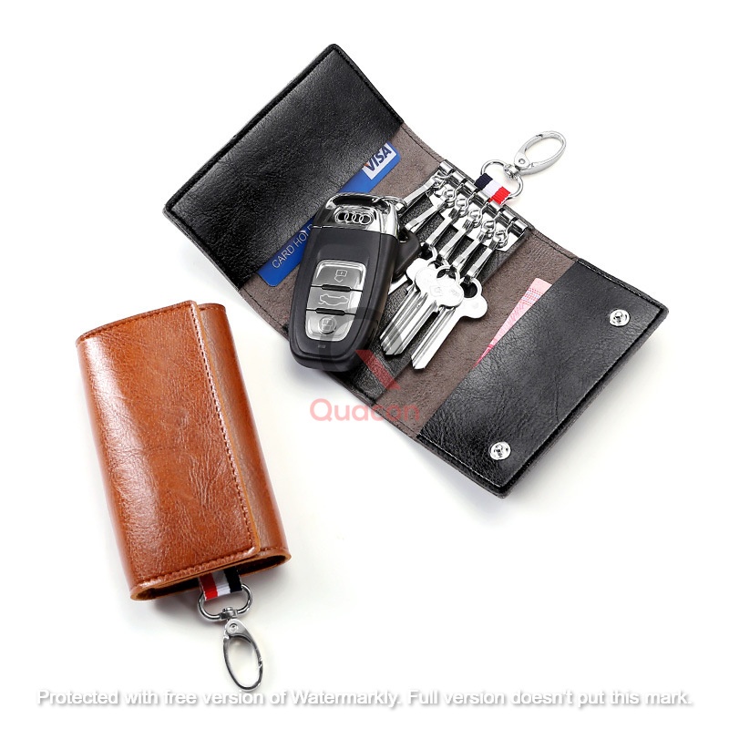 Trifold Compact Synthetic Leather Key Pouch / Key Holder / Key Wallet ...