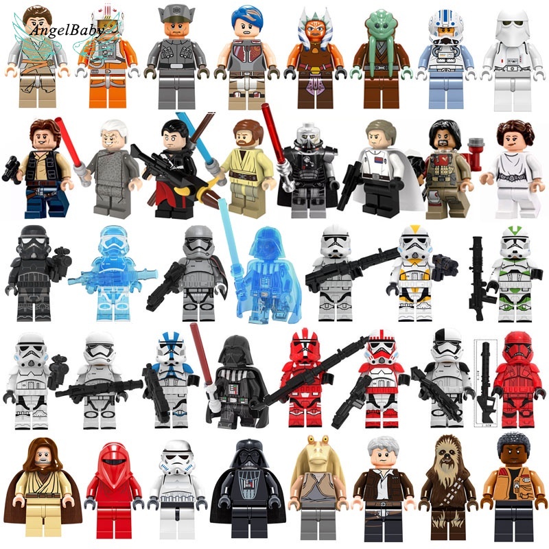 Lego Minifigures Star Wars Obi-Wan Kenobi Skywalker Flame Trooper Rey ...