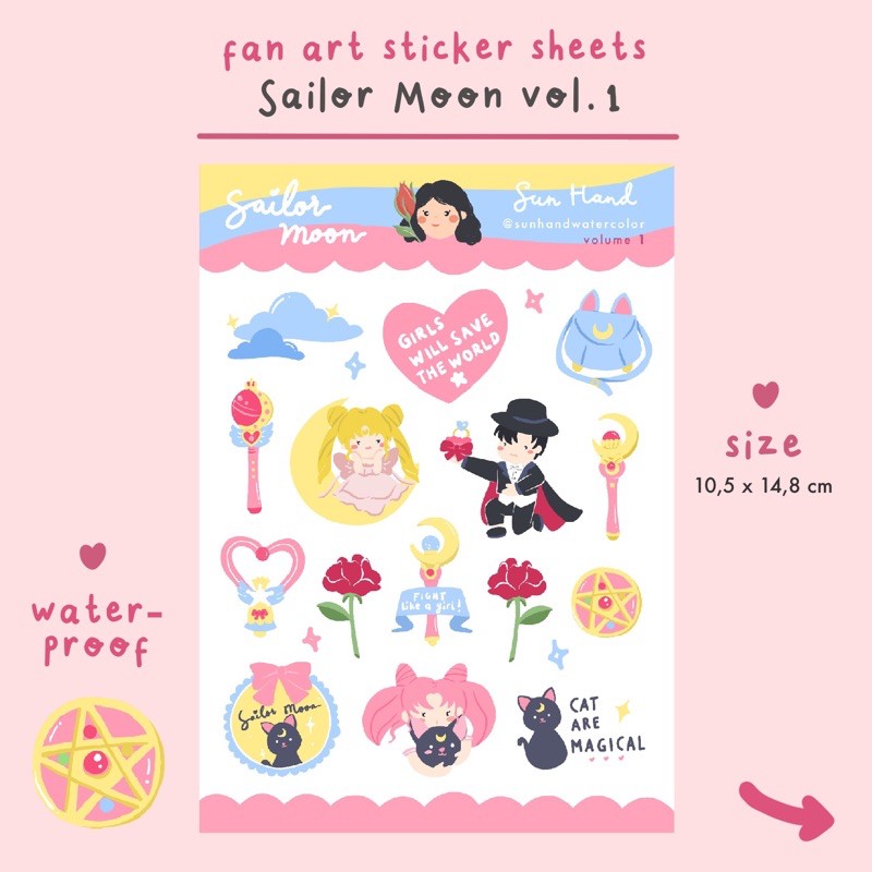 Sun Hand Fan Art - Waterproof Sticker | Sailor Moon vol. 1 | Shopee ...