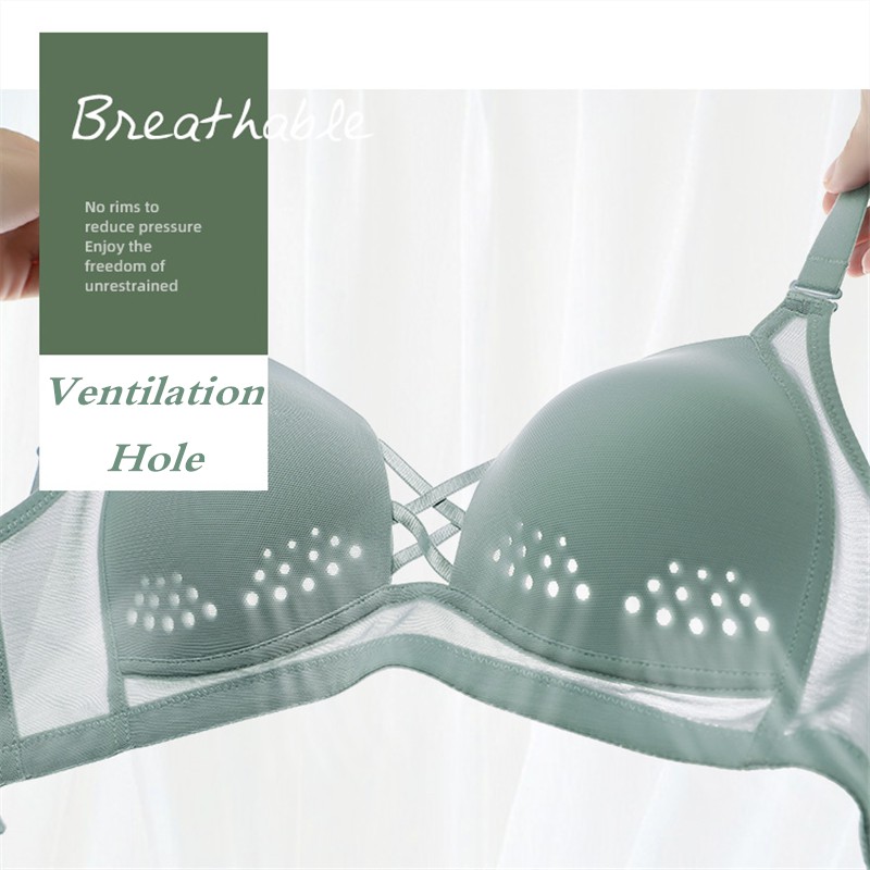 Summer Ventilation Hole Thin Cup Women's Bra Sexy Girl Push Up ...