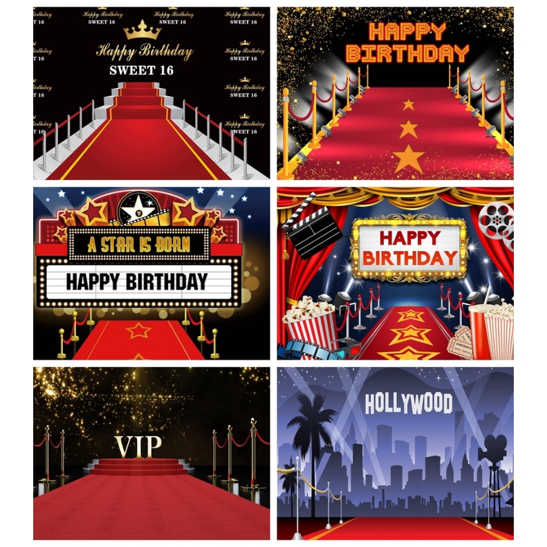Gold Crown Hollywood Red Carpet Stage Photography Backdrop Happy Sweet ...