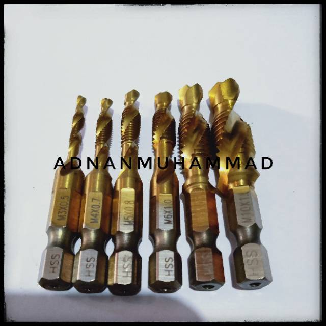 MATA Drat Thread Making Drill Bit 6Pcs Drill Tap set M3-M10 Hex Twist ...