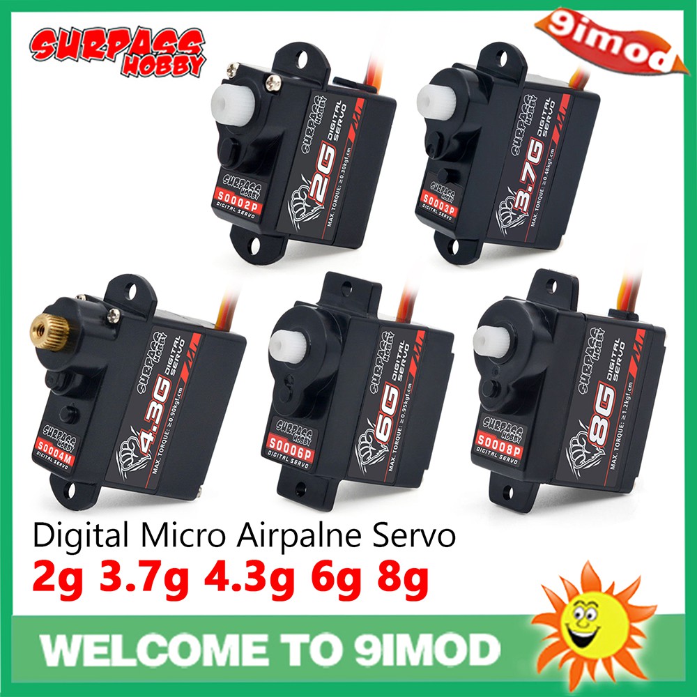 Surpass Hobby Airplane Digital Servo 2g 3.7g 4.3g 6g 8g Micro Plastic ...