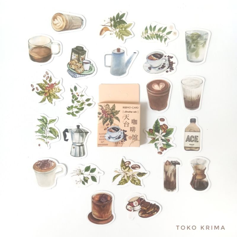 Mini Aesthetic Box Sticker Pack Sticker Set Contains 46pcs Coffee Theme ...