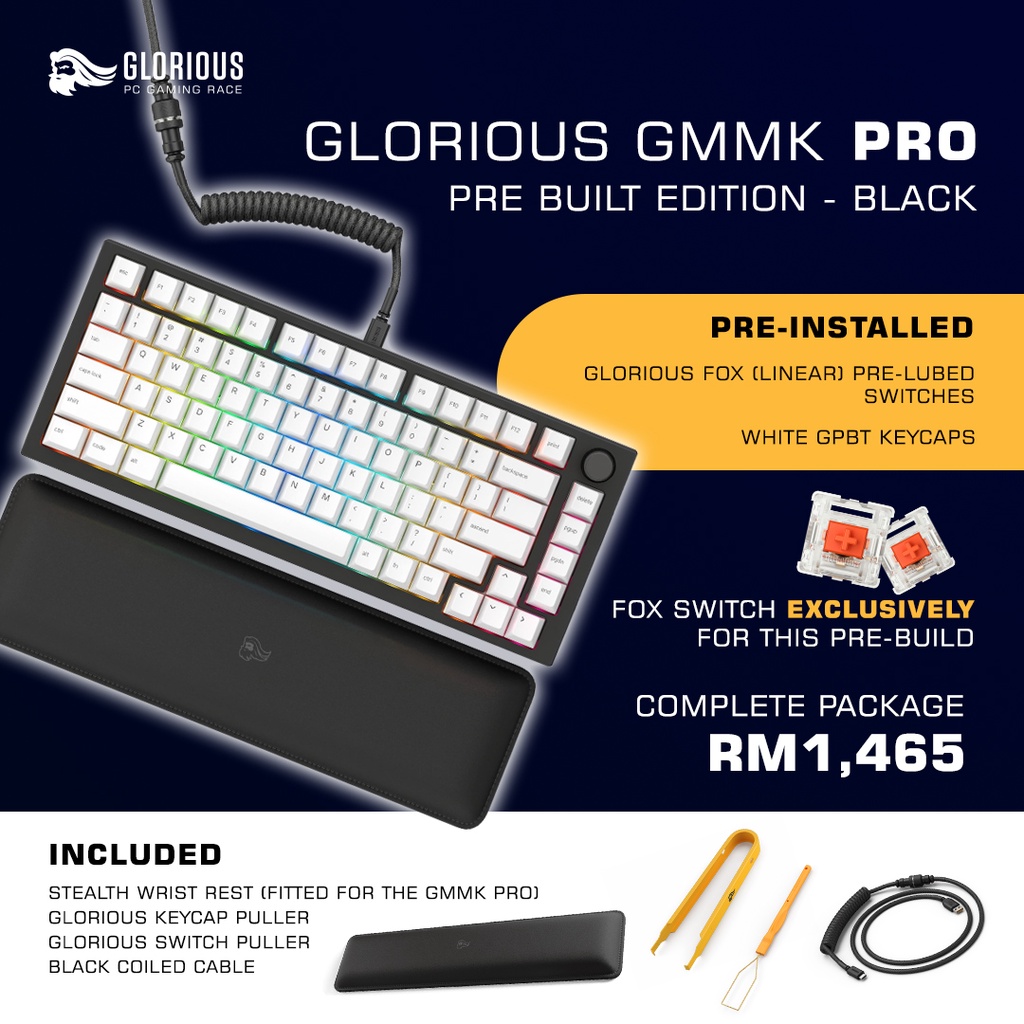 GLORIOUS GMMK Pro Pre Built Edition Mechanical Keyboard - Pre-installed ... GLORIOUS GMMK Pro Pre Built Edition Mechanical Keyboard - Pre-installed ...