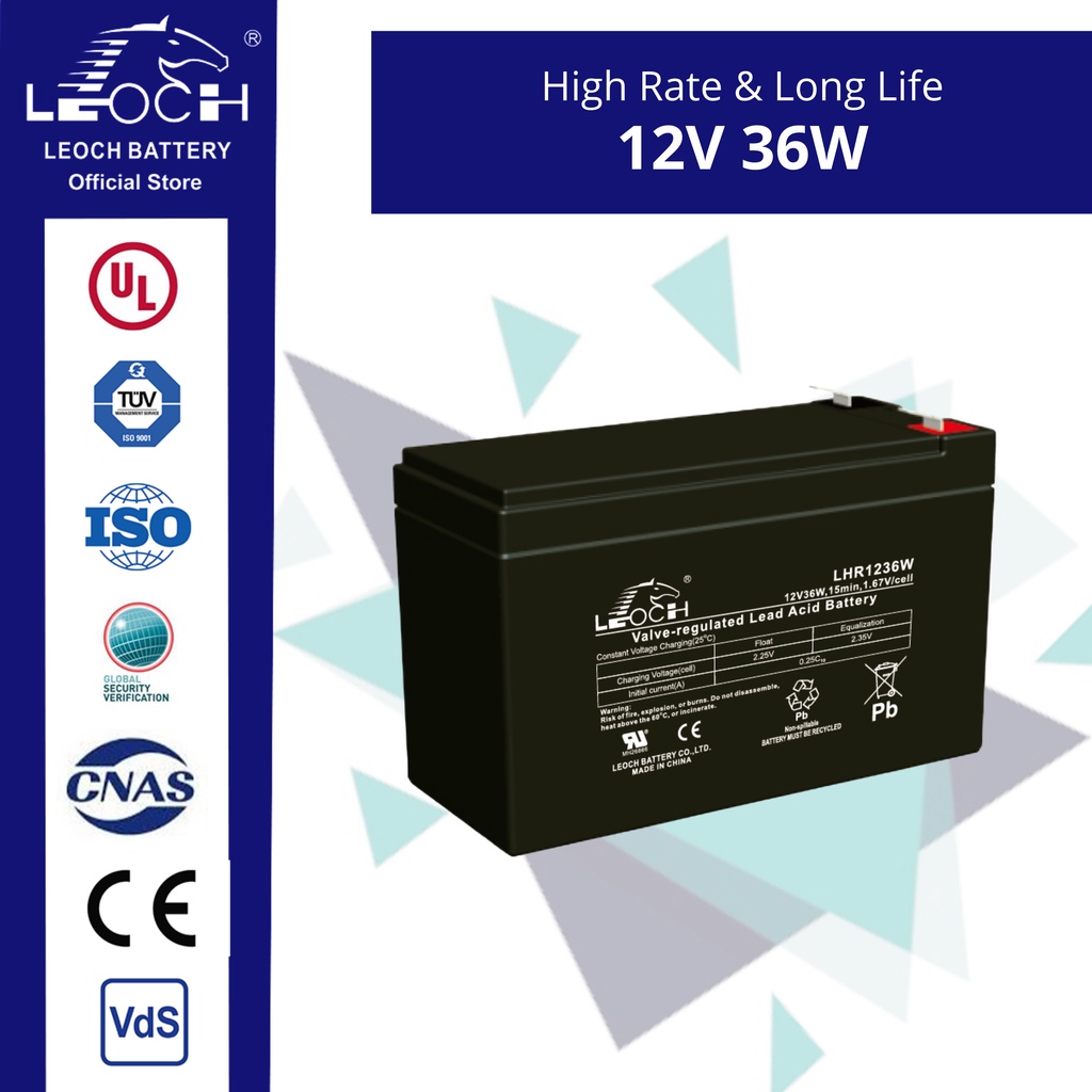 12V 36W Leoch High Rate & Long Life Battery LHR1236W | Shopee Singapore