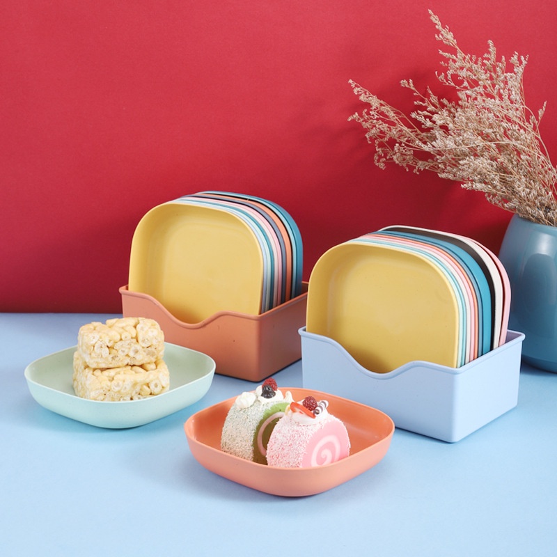 [MQLITTLESHOP] Small Plate Set Square Snack Plate Deep Bowl for Bone ...