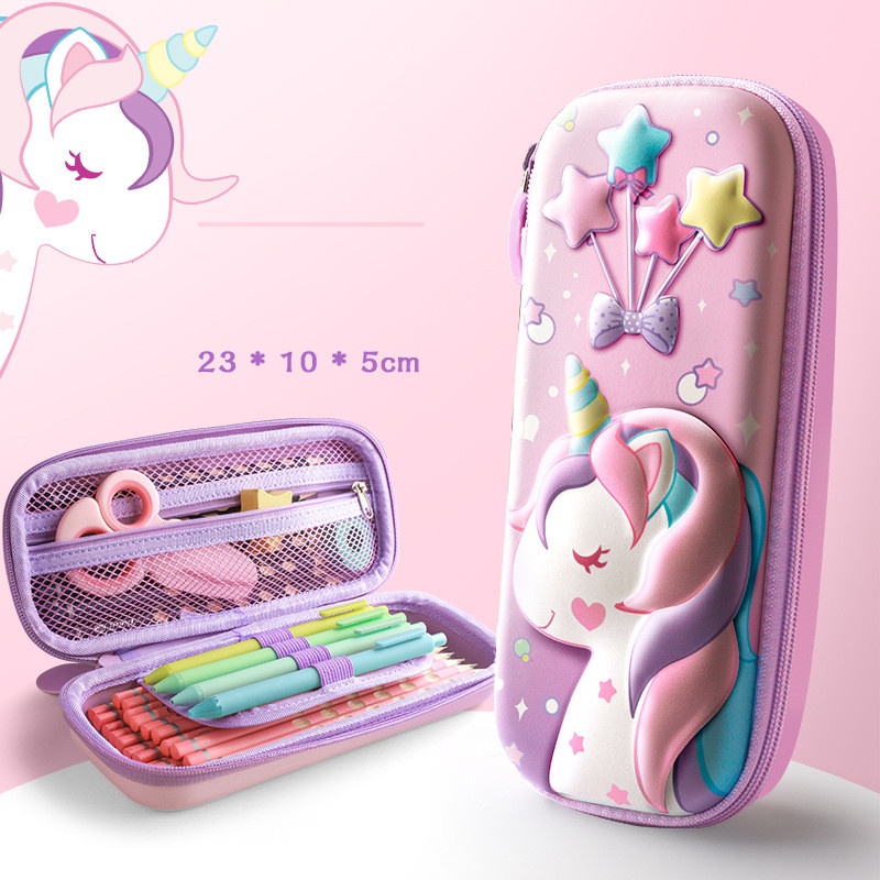 Pencil Box 3D Cartoon Unicorn Cute Pencil Case School Stationery Box ...