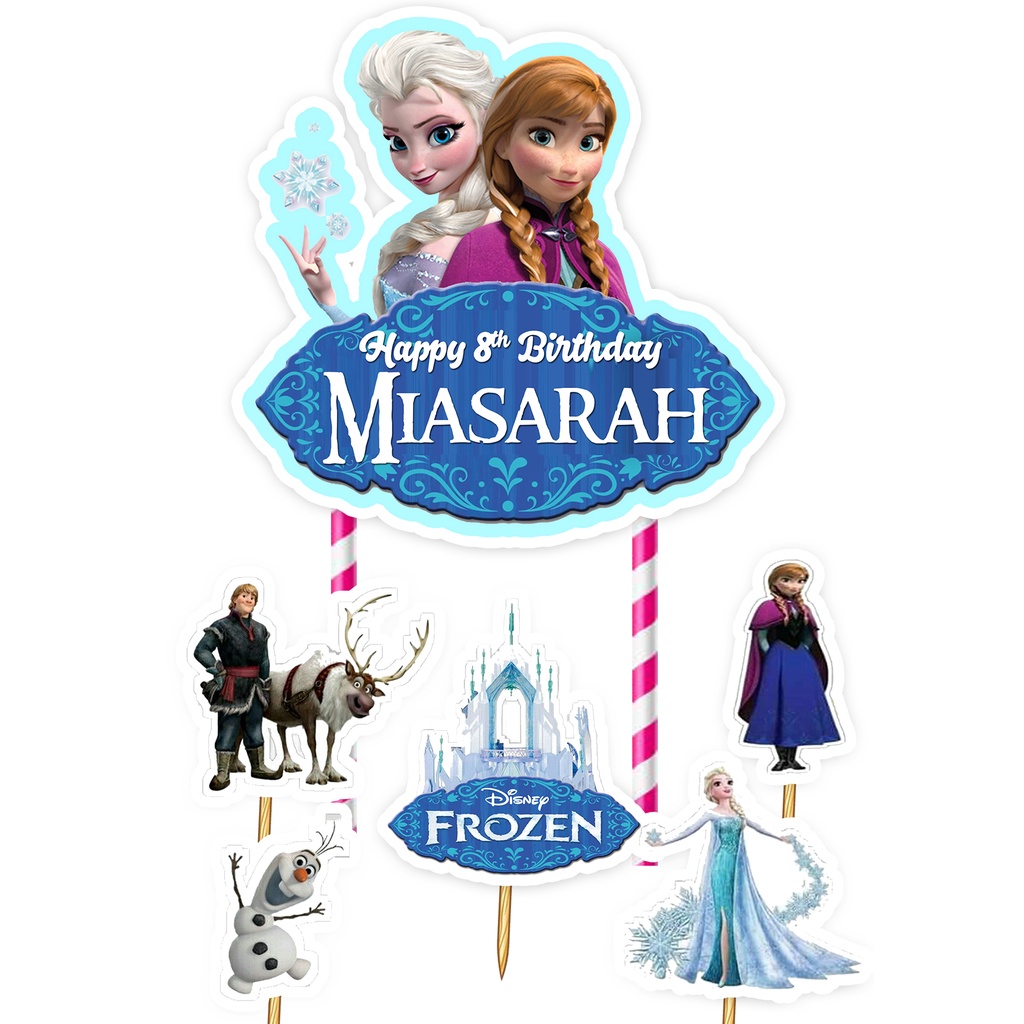 Frozen Elsa Anna Cake Topper Set (With Name Print) | Shopee Singapore