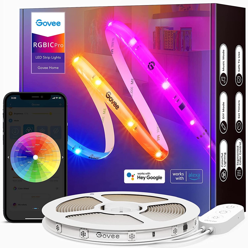Govee RGBIC Pro LED Strip Lights, 5M/10M Color Changing Smart LED ...