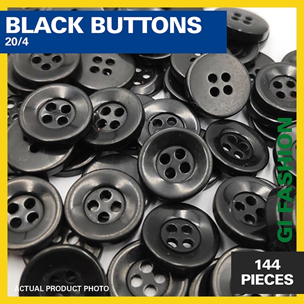 1000 PIECES Black plain Buttons per gross 4 holes 20/4 sewing scrapbook ...