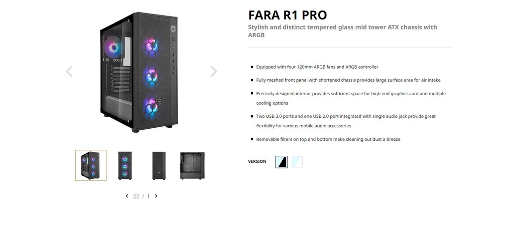 SILVERSTONE FARA R1 PRO ATX Casing ARGB Lighting Tempered Glass Mid ...