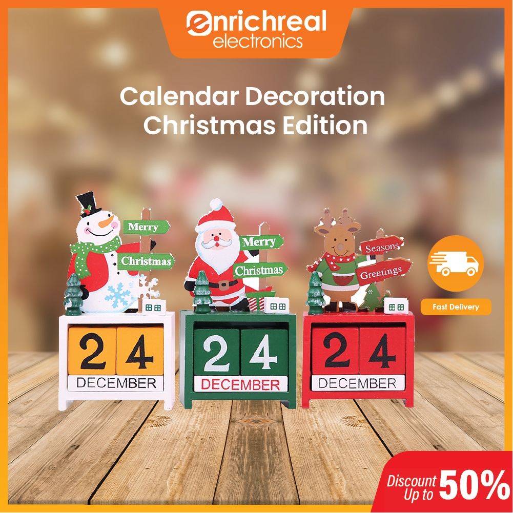 🇸🇬 Enrichreal Countdown Calendar Number Date Wooden Blocks Tabletop ...