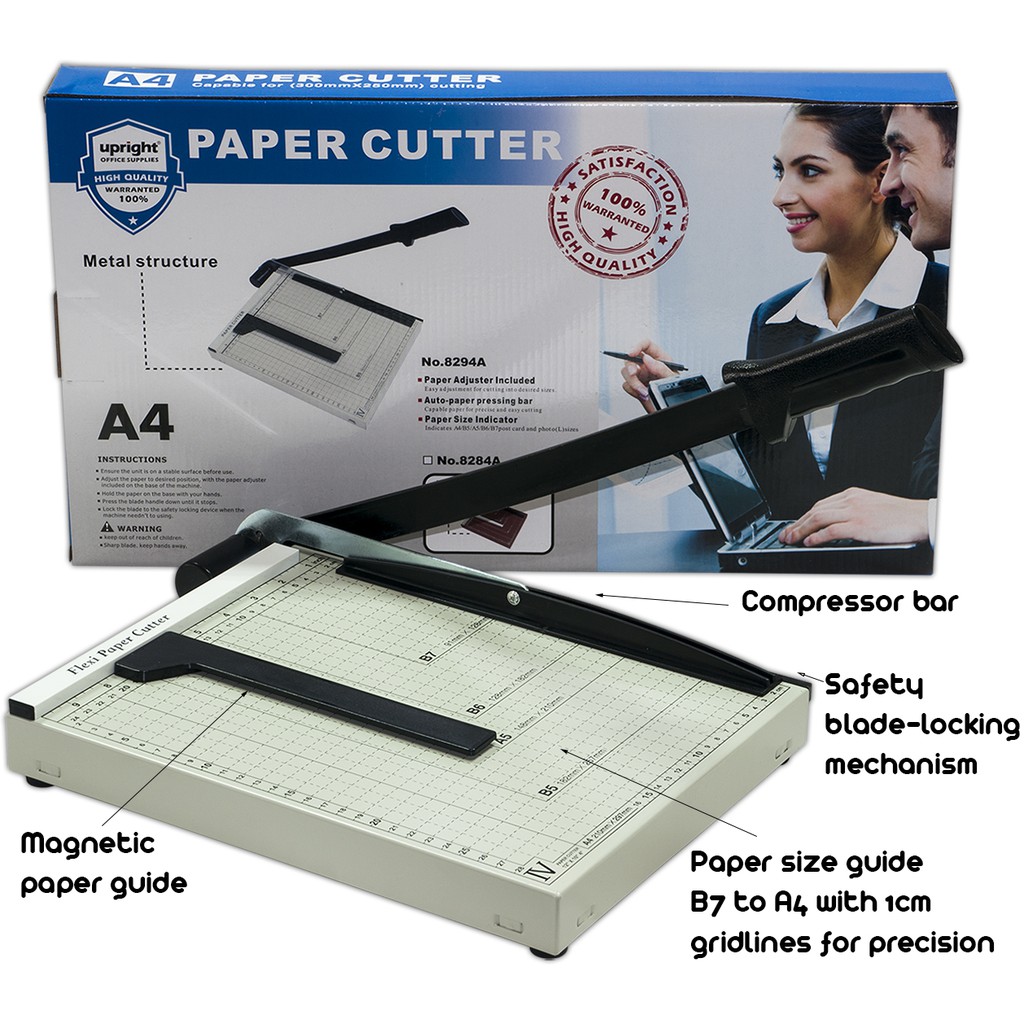 Flexi A4 All-Metal Guillotine Paper Cutter, 300mm Cut Length, Magnetic ...