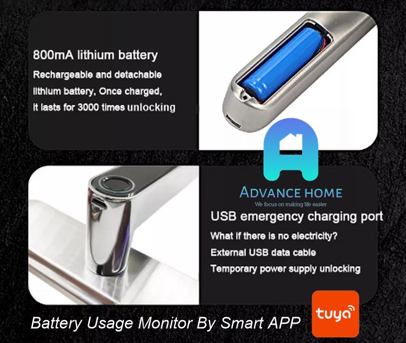 Free Installation HDB Smart Gate Lock Tuya APP Control fingerprint Lock ...