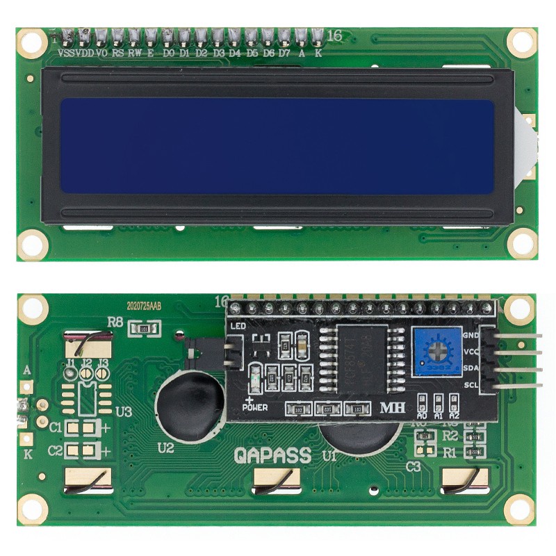 LCD1602 1602 LCD Module Blue / Yellow Green Screen LCD1602+I2C/IIC 16x2 ...