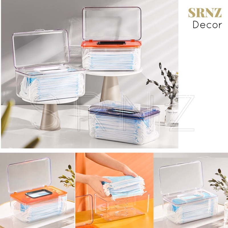 FACE MASK TRANSPARENT STORAGE BOX FACE MASK DISPENSER BOX BEKAS TOPENG ...