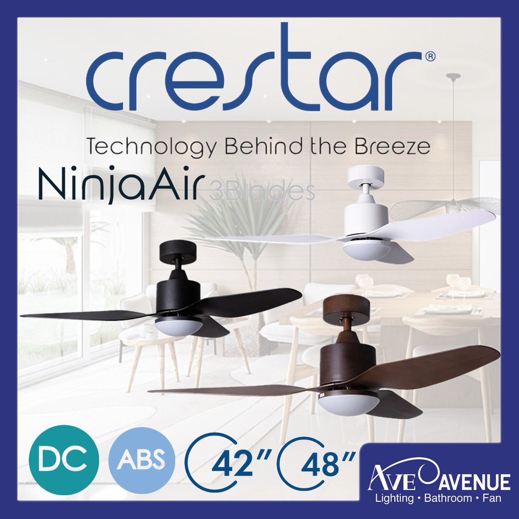 Crestar Ninja Air DC Motor 42 / 48 Inch 3 Blades Ceiling Fan With 3Tone ...