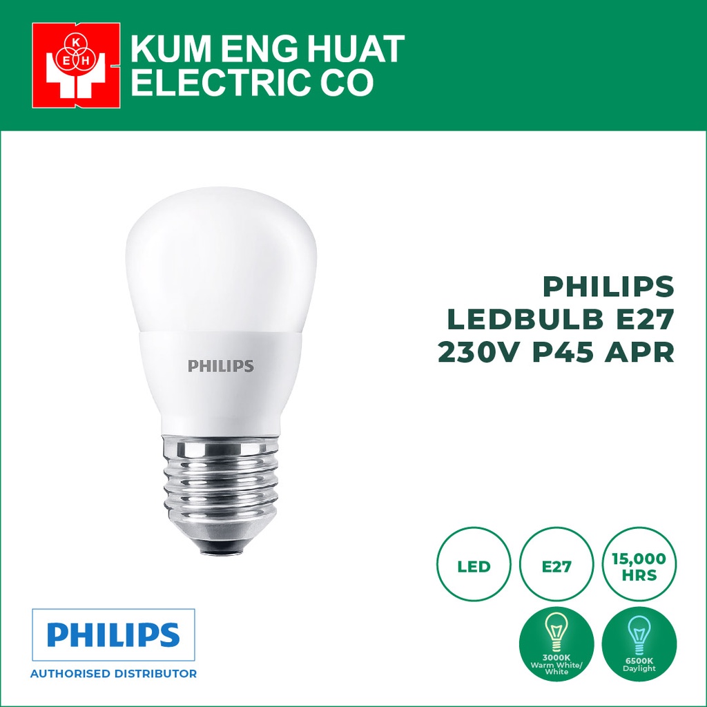 PHILIPS LEDBULB 4W E27 230V P45 (3000K/6500K) - BULB SERIES | Shopee ...