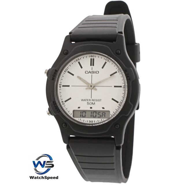 Casio AW-49H-7E Plactic Dual Time Stopwatch Analog Digital Men's Watch ...
