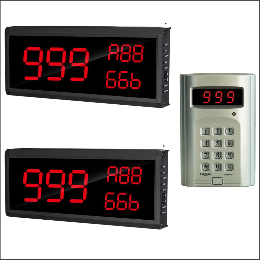 Queue Wireless Calling System Big Number Display receiver host + 999 keypad caller for ...