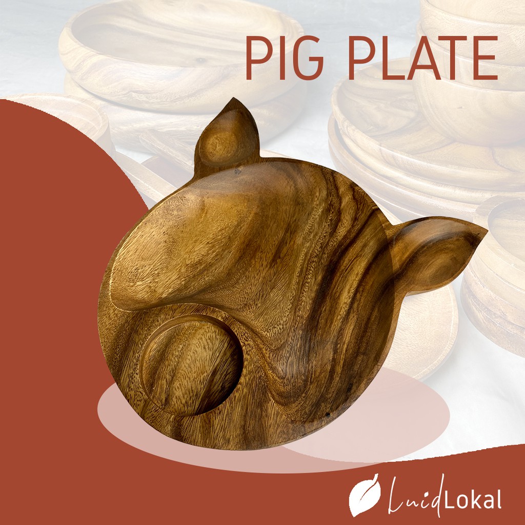 Luid Lokal Pig Plate Acacia Wood | Shopee Singapore