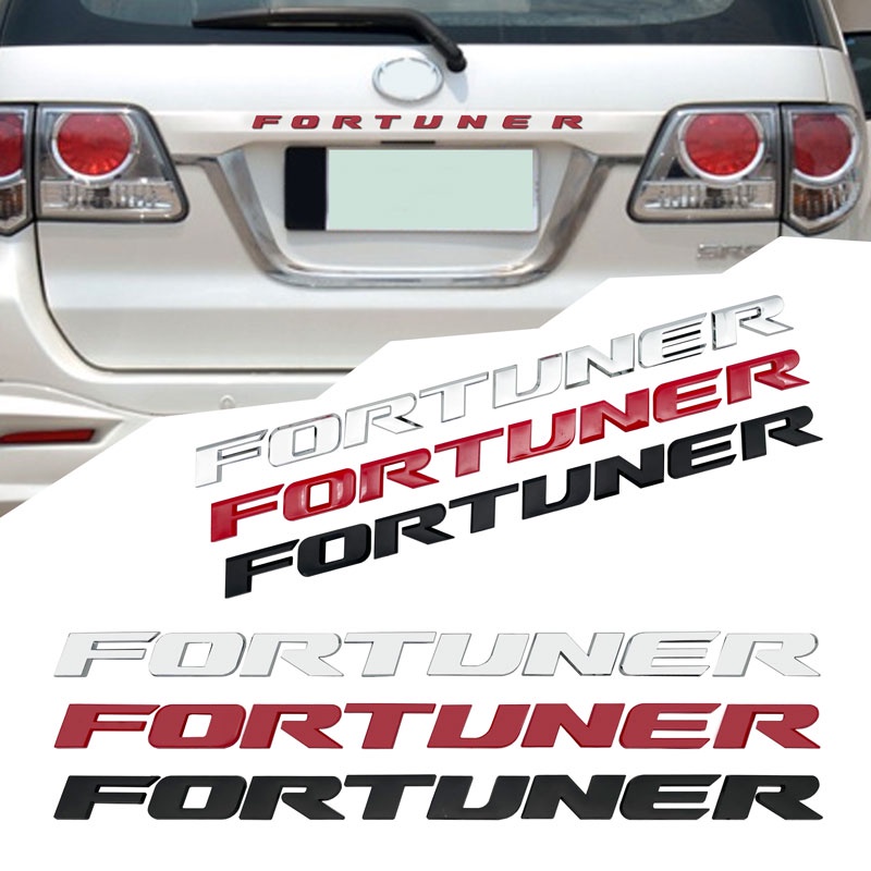 CAR CHROME BONNET EMBLEM 3D LOGO ALPHABET STICKER For Toyota Fortuner ...
