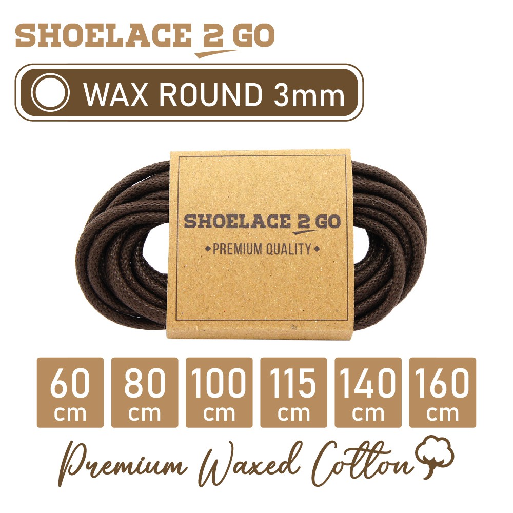 LILIN Shoelace 2 GO PREMIUM ROUND WAX WAX SHOETRACES - WR3 - C2 - DARK ...