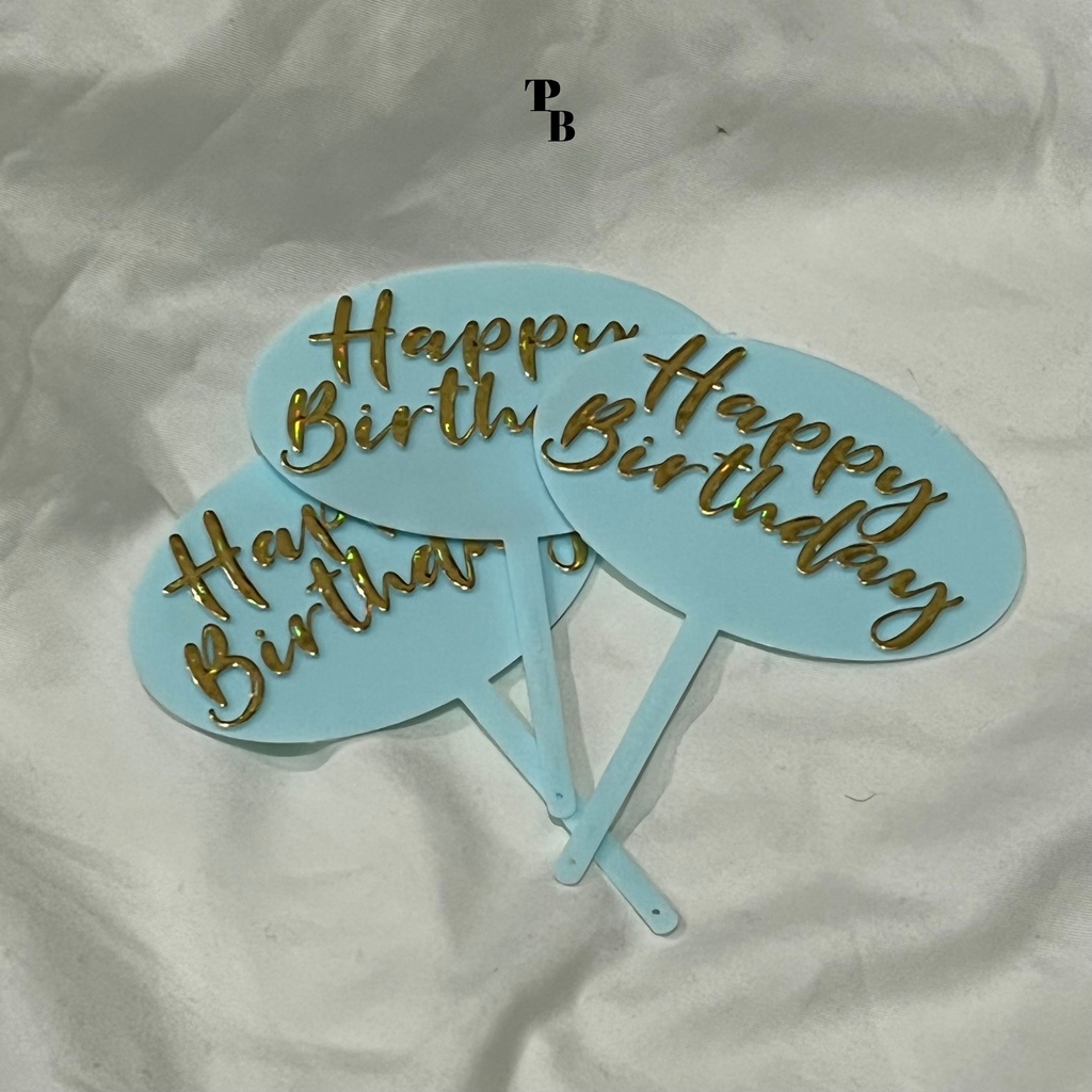 Cake Topper / Cake Topper / Round Topper Happy Birthday Acrylic Oval ...