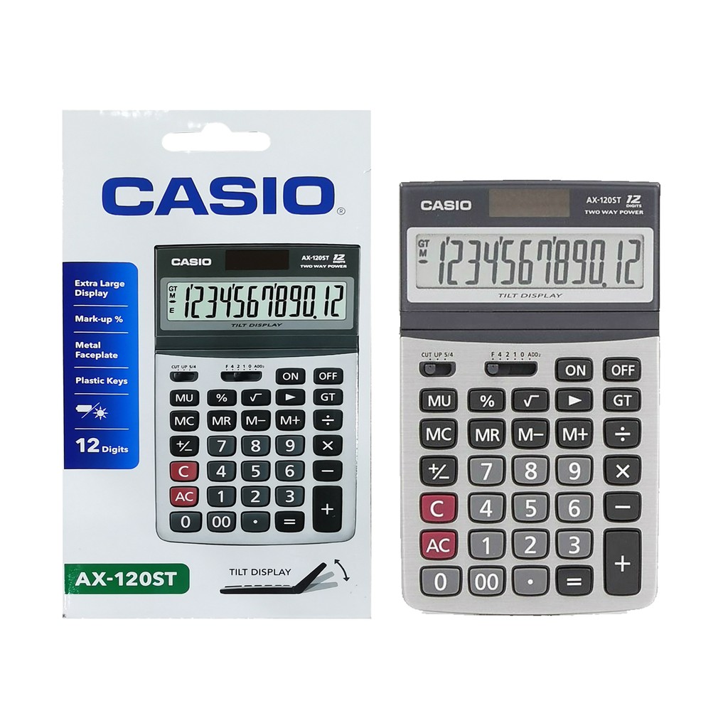 Casio Electronic Calculator With Tilt Display (AX-120ST) | Shopee Singapore