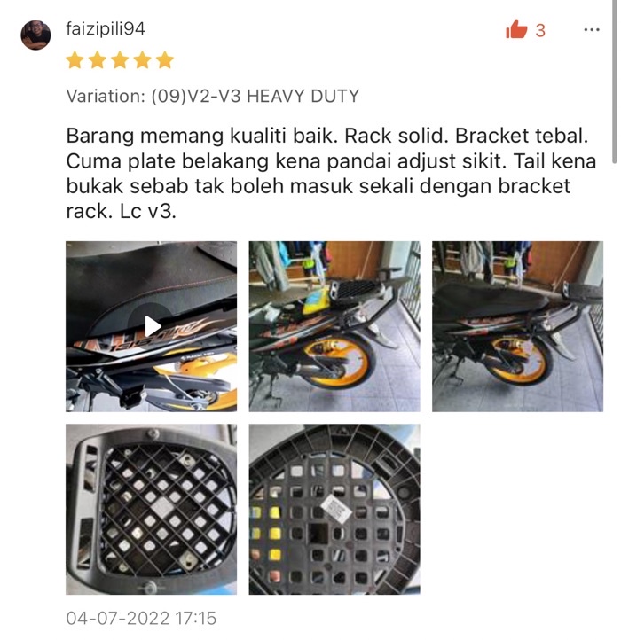 YAMAHA LC135 V1 V2 V3 V4 V5 V6 V7 V8 V9 FI RACK 2 MONORACK HEAVY DUTY ...