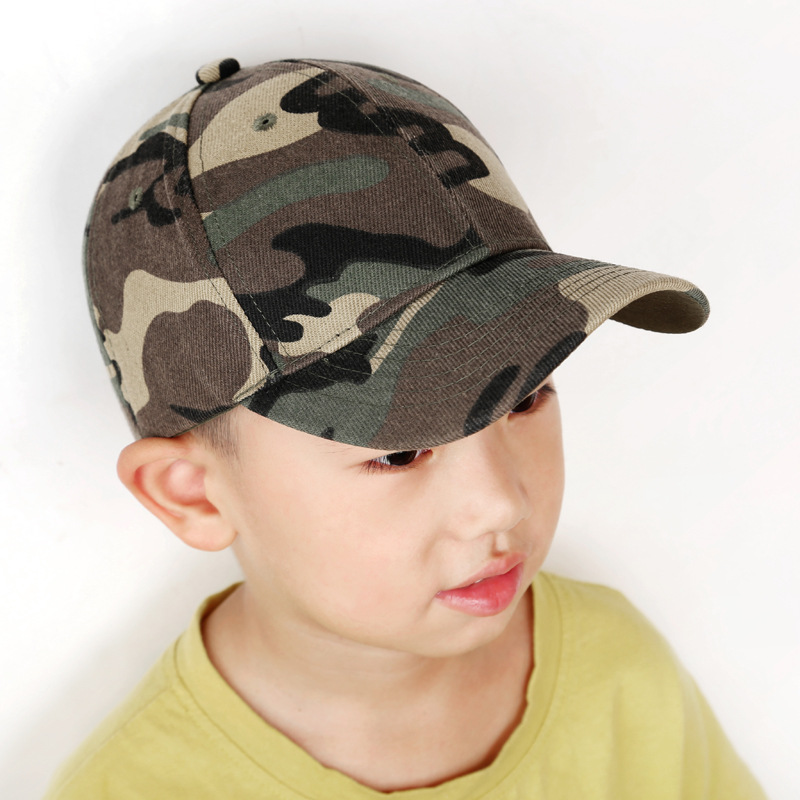 Parent-child army green training children cotton student camouflage cap ...