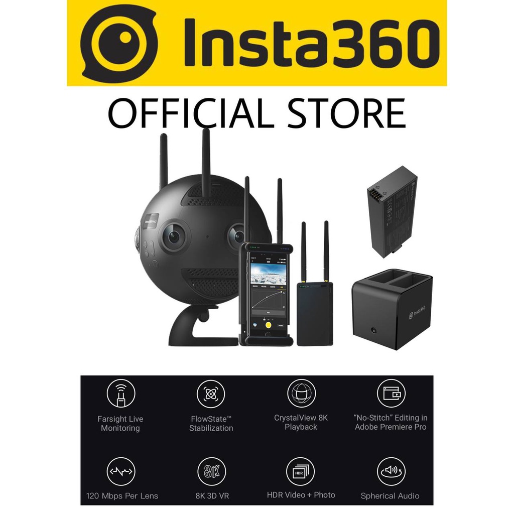Insta360 Pro 2 Battery Bundle with FarSight - Spherical VR 360 8K ...