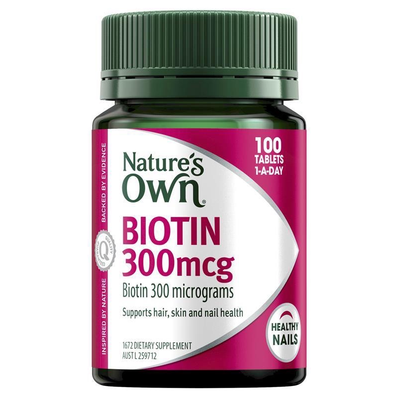 Nature's Own Biotin 300 mcg/Natures Own/Natures Own Biotin 100 Tablets ...