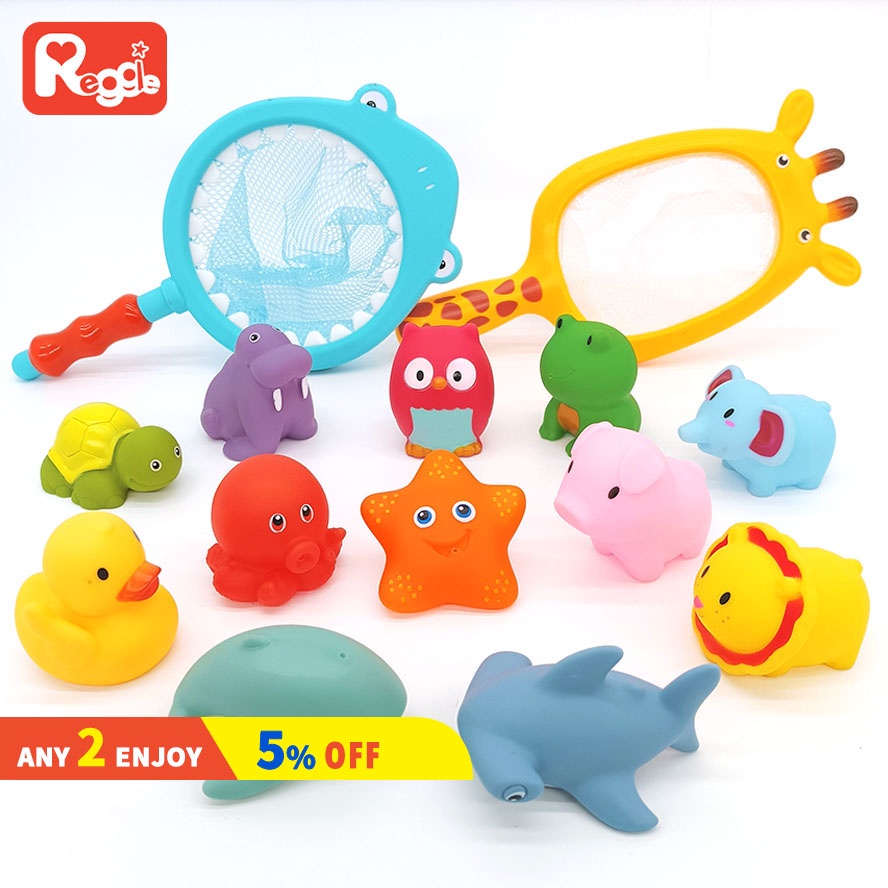 Bath toy 7psc Shark fishing net toys set tub animal Float water spray ...
