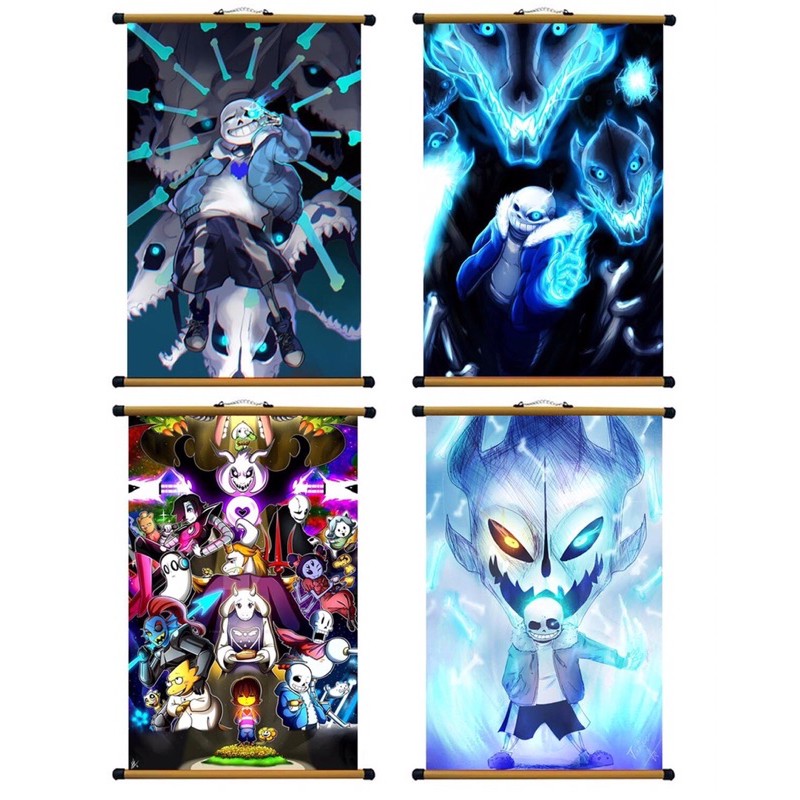 Sans undertale wall painting silk pressed with hanging frame/ Undertale ...