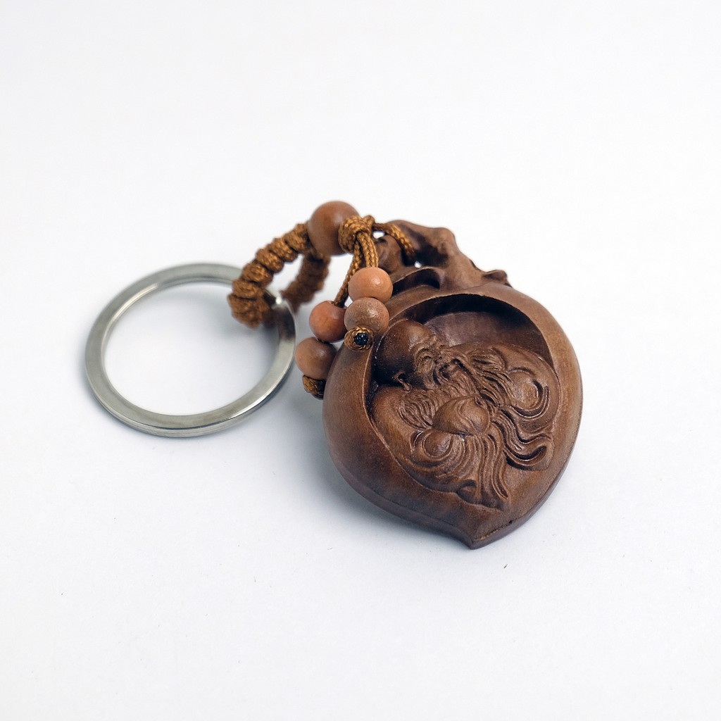 Wood Carved Keychain God of Longevity Design | Shopee Singapore