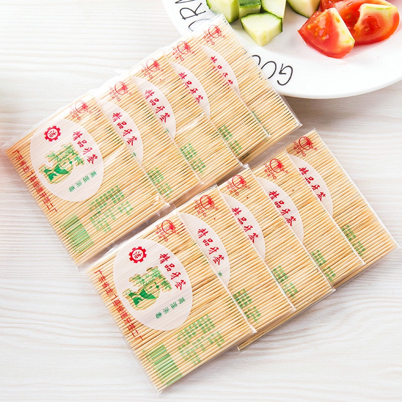 100Pcs/Pack Of Disposable Double-ended Bamboo Toothpicks / Fine ...
