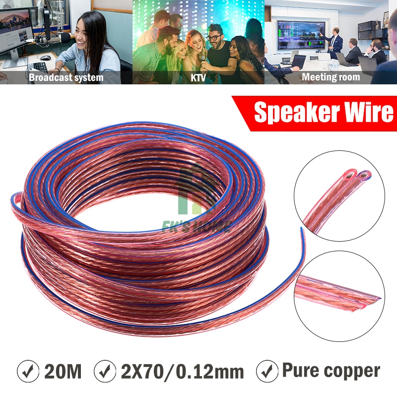 Digital 20M Multi-Strand Loud Speaker Cable Wire 99.99% Pure Copper 2x0 ...