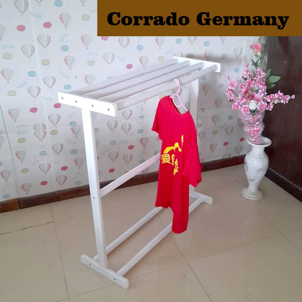 Towel Rack Simple Solid Rubber Wood Hanger Rack Stand / Rak Penyidai ...