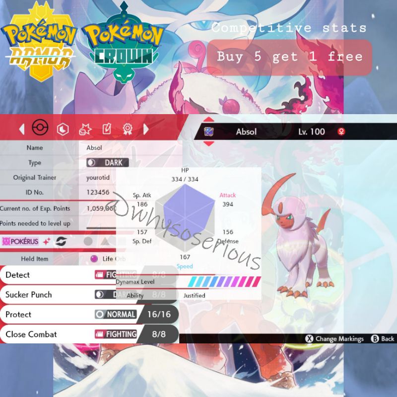 Pokemon Sword and Shield Square Shiny Absol (Digital Game Code ...