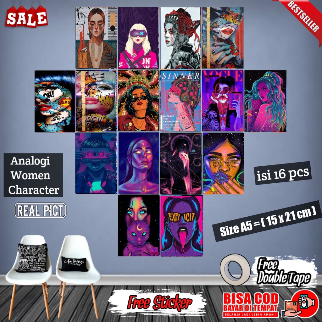 Aesthetic Analogi Women Wall Poster 1 Package Contains 16 HD Images ...