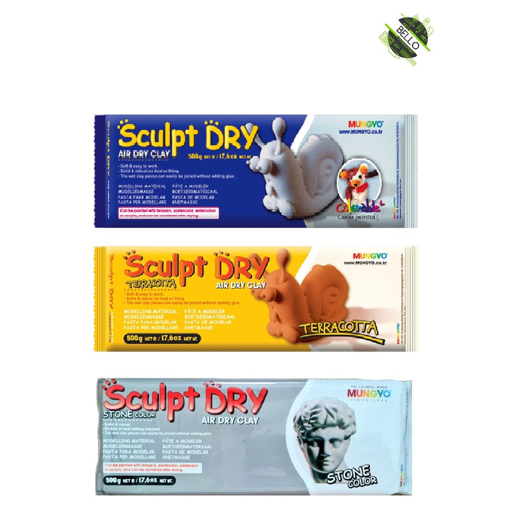 MUNGYO Sculpt Dry Air Dry Clay White / Terracotta / Stone Colour 500g ...