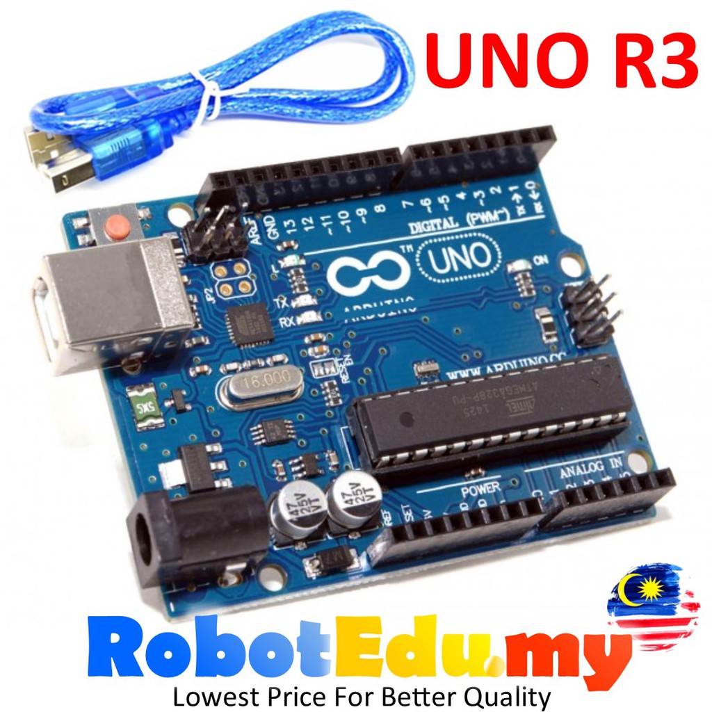 DIP UNO R3 Rev3 V3 Atmel ATMEGA328P Compatible Board Plug and Play (No ...