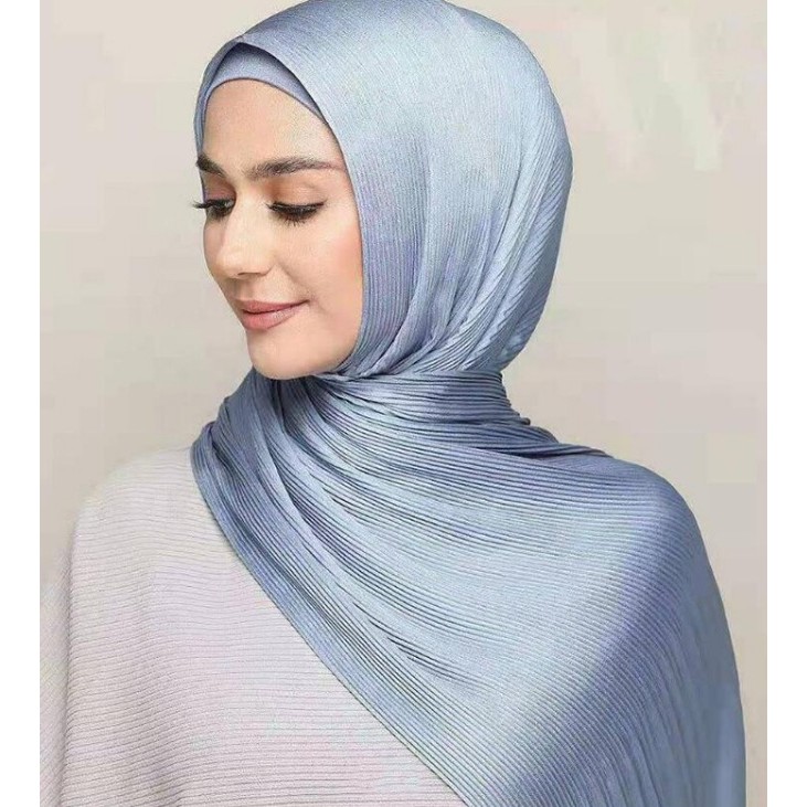 Jifang Plain Chiffon Shawl Pleated Wrinkle Crinkle Shawl Hijab Fashion ...