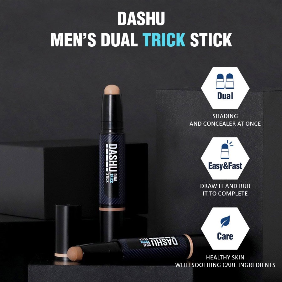 [DASHU] Mens Dual Trick Stick 3.4g (Dual Head Concealer+Shedding, Easy ...