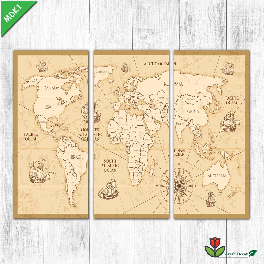 HIASAN DINDING Wall Decoration 60X40cm World Map Jumbo World Map ...