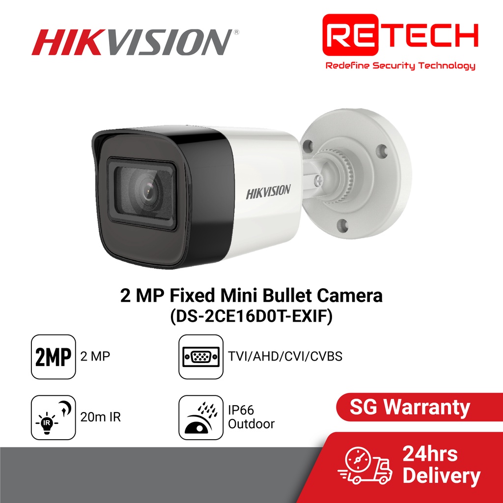 [Retech] HIKVISION 2MP Outdoor EXIR Fixed Mini Bullet CCTV Sercurity ...