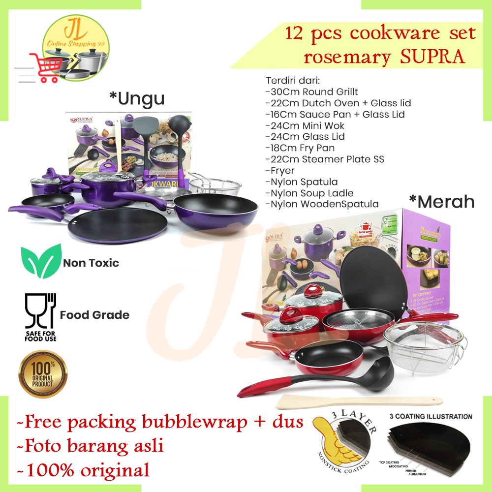 Teflon pan set SUPRA 12PCS Rosemary cookware set Non-stick pan set ...
