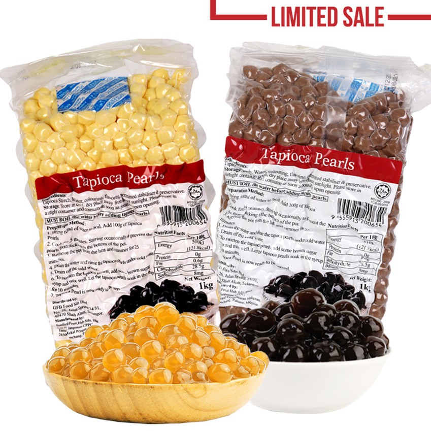 🔥[CLEARANCE STOCK]🔥 HALAL Black Tapioca Pearl & Gold Tapioca Pearl 1kg Pack | Shopee Singapore